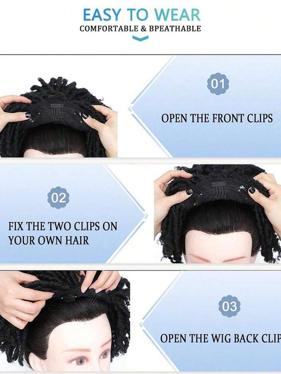 6 Inch Dreadlock Hair Toppers With Clips In, Synthetic Locs Braided ...