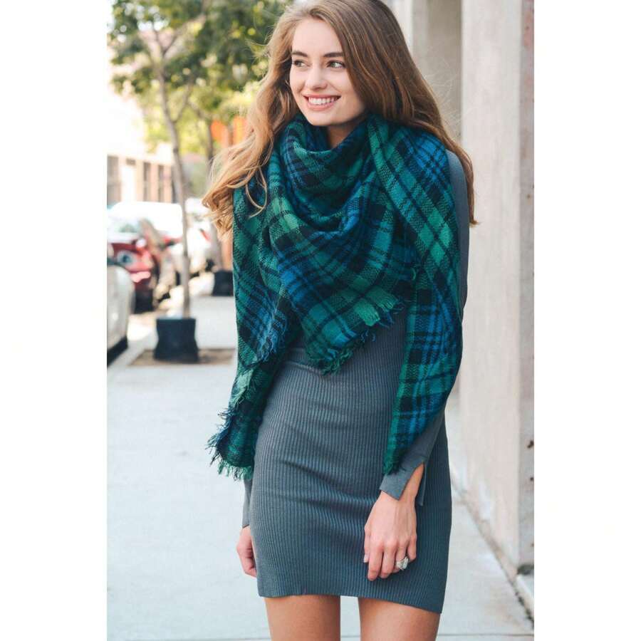 Flannel Frayed Edge Blanket Scarf | SHEIN USA