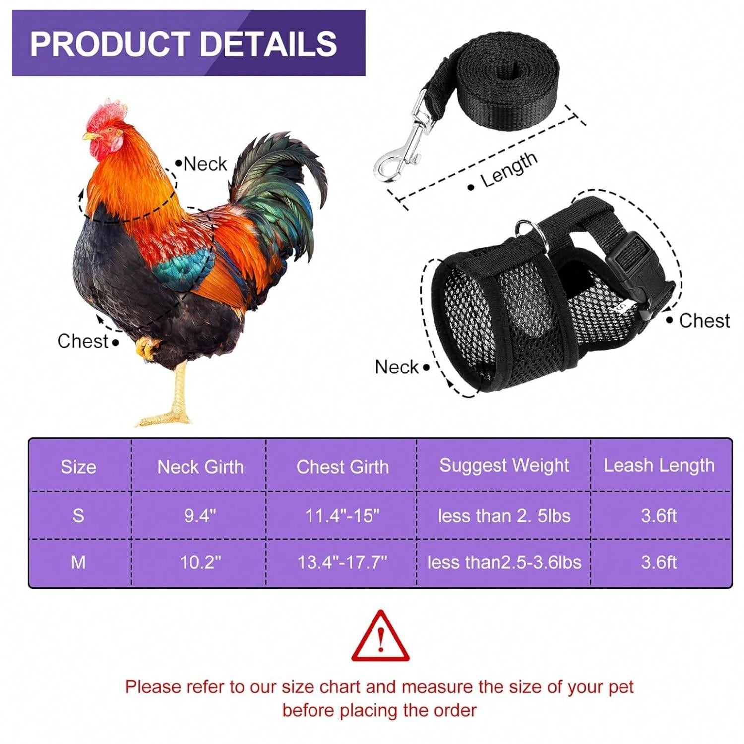 Poultry Pulling Rope For Chicken, Duck And Goose - Chest Back Hand ...