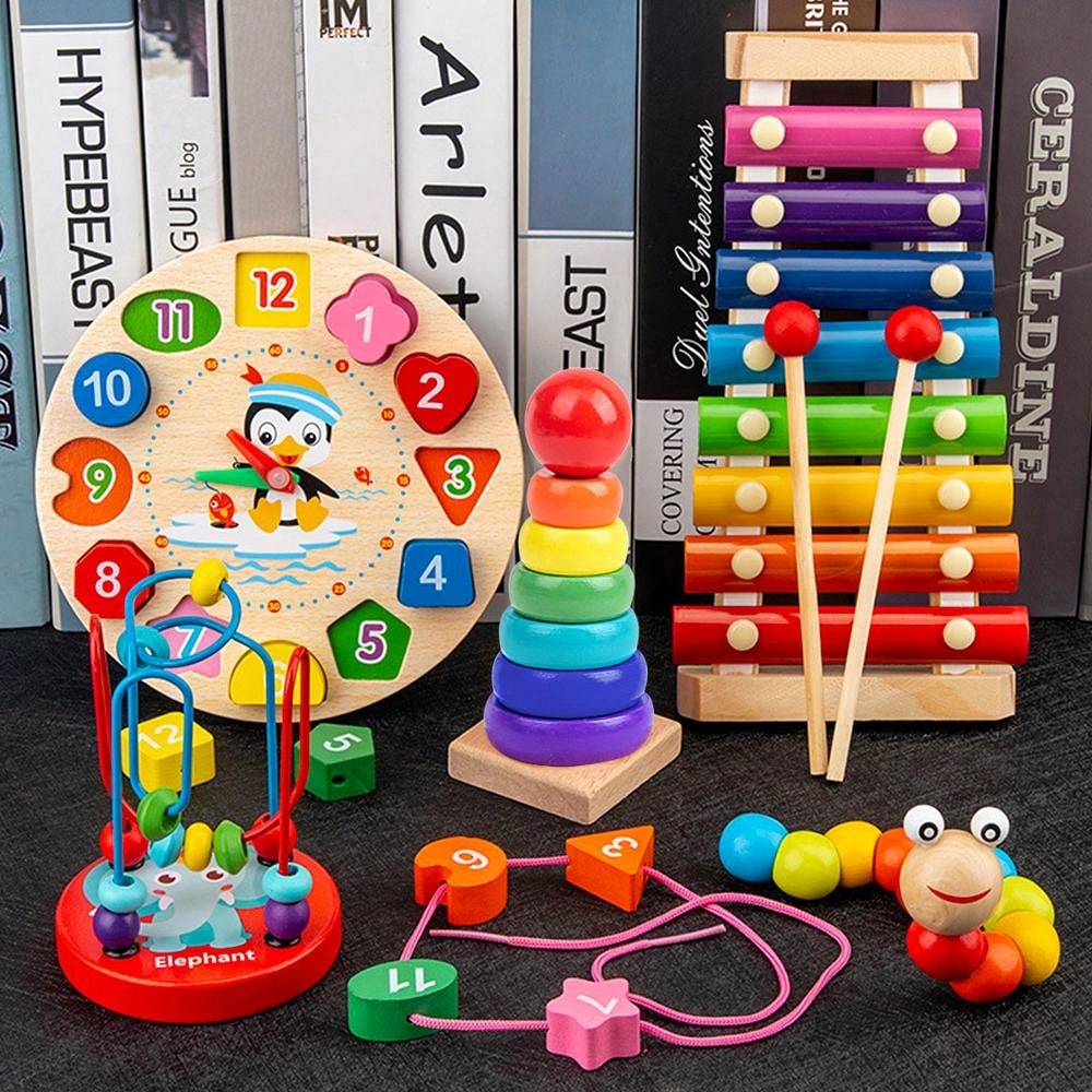 Montessori Educational Toy For Babies 1-3 Years Old, Featuring Wooden ...