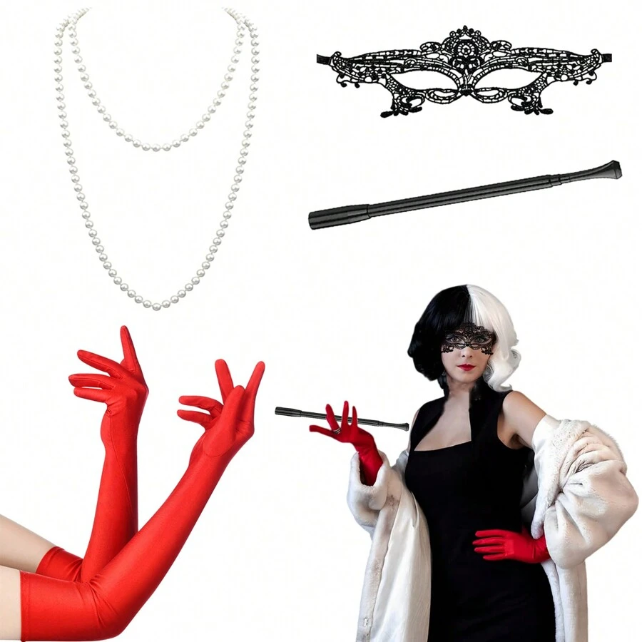 4Pcs 1920 Flapper Accessories Set, Great Gatsby Theme Kit With Red ...