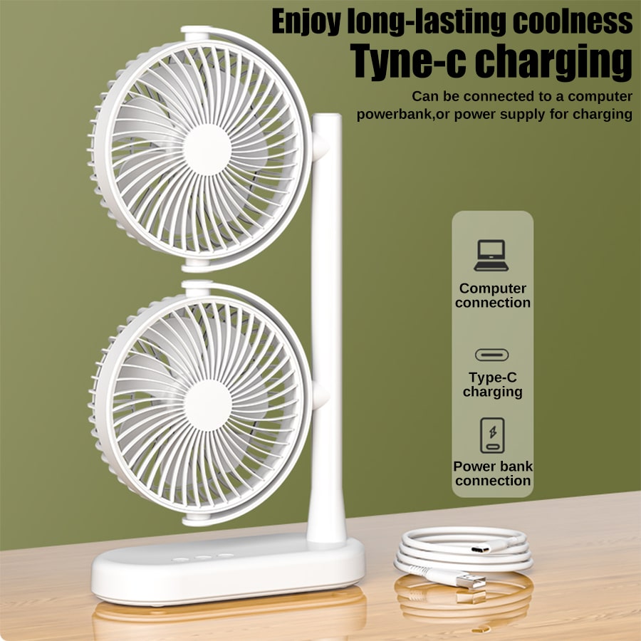 Battery Operated Desk Fan, Cordless Rechargeable Tower Fan, 4000mAh 3 ...
