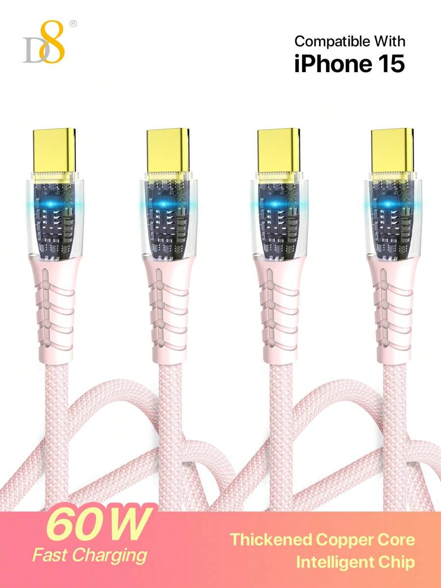 D8 USB C Charger Cable (3.3ft 60W, 2Pack), USB 2.0 Type C Fast Charging ...