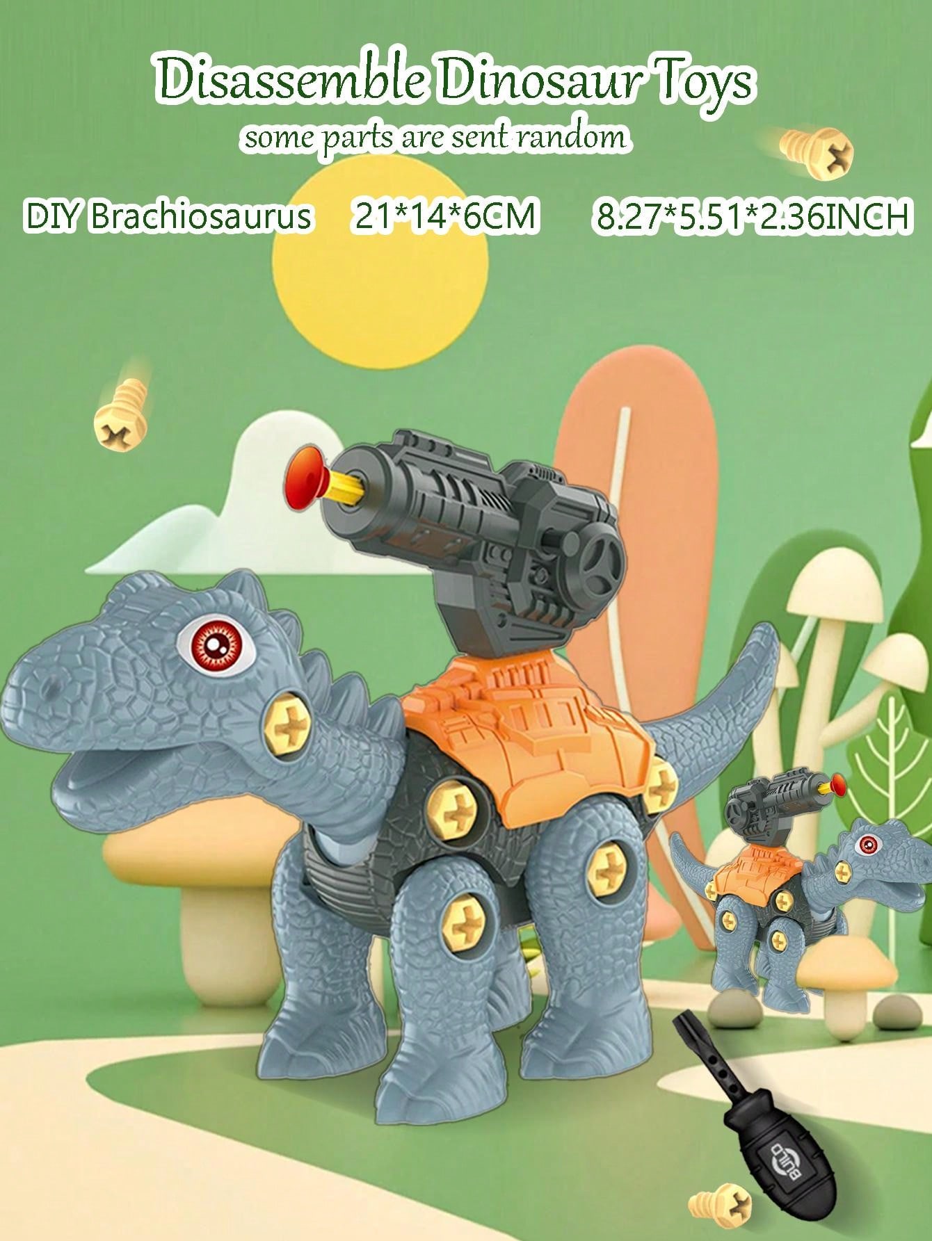 1set Kids' Diy Dinosaur Disassembly Toy With Launcher, Screw And ...