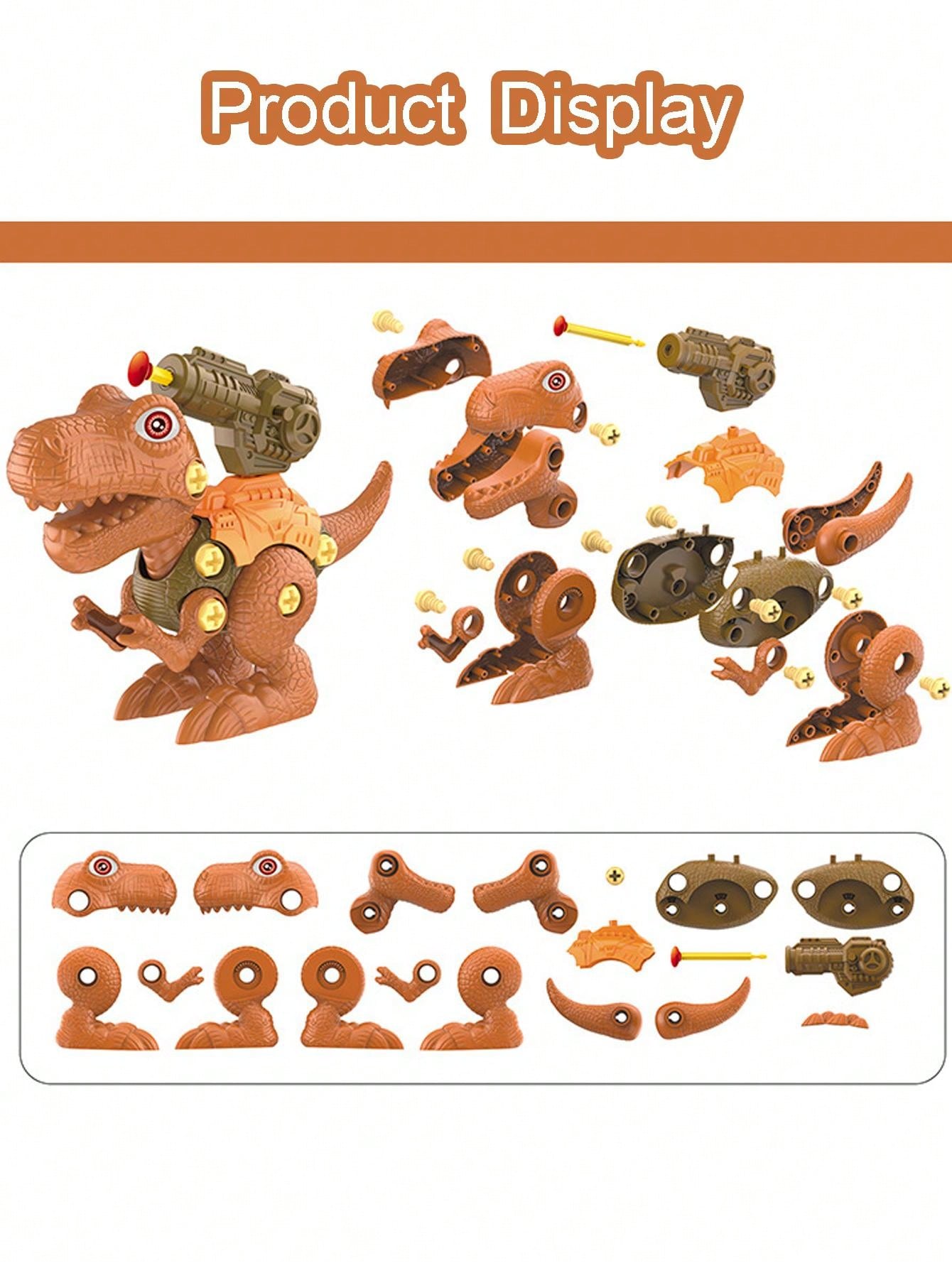 1set Kids' Diy Dinosaur Disassembly Toy With Launcher, Screw And ...