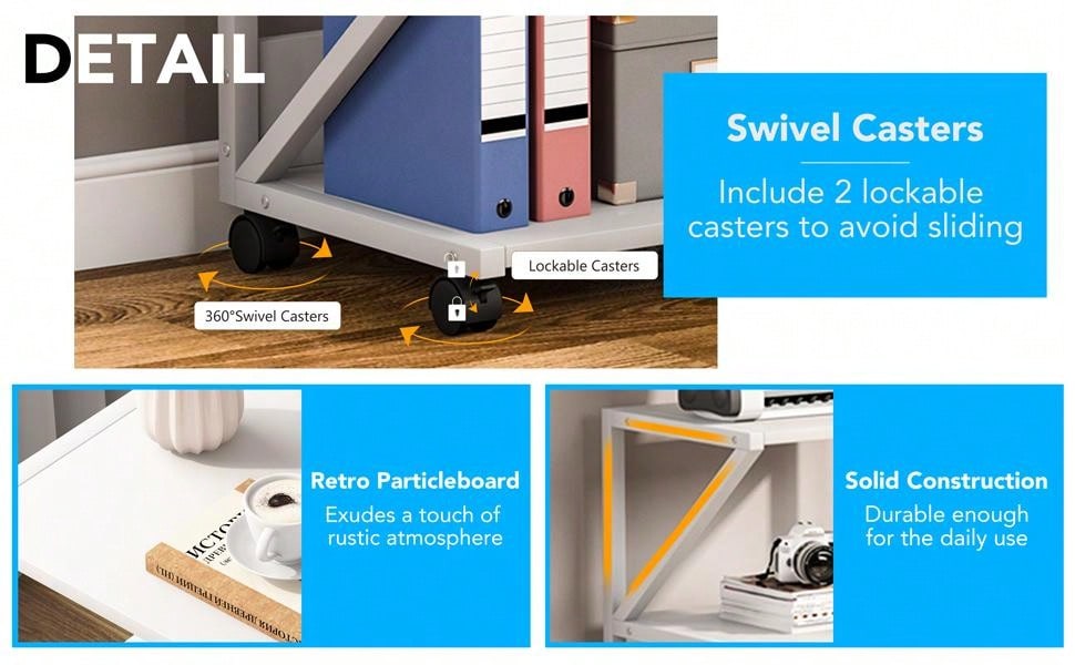 Tribesigns Printer Stand, 3-Tier Rolling Printer Cart Under Desk ...