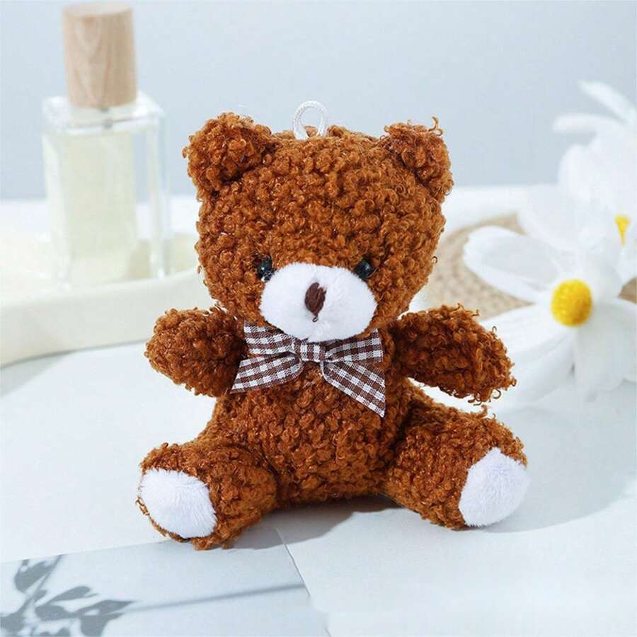 Adorable Cartoon Bowtie Sitting Teddy Bear & Bunny Plush Doll Ornaments ...