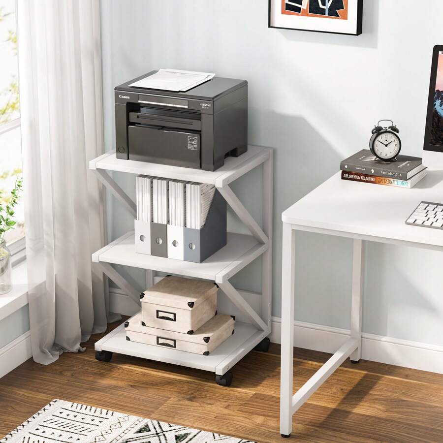 Tribesigns Printer Stand, 3-Tier Rolling Printer Cart Under Desk ...