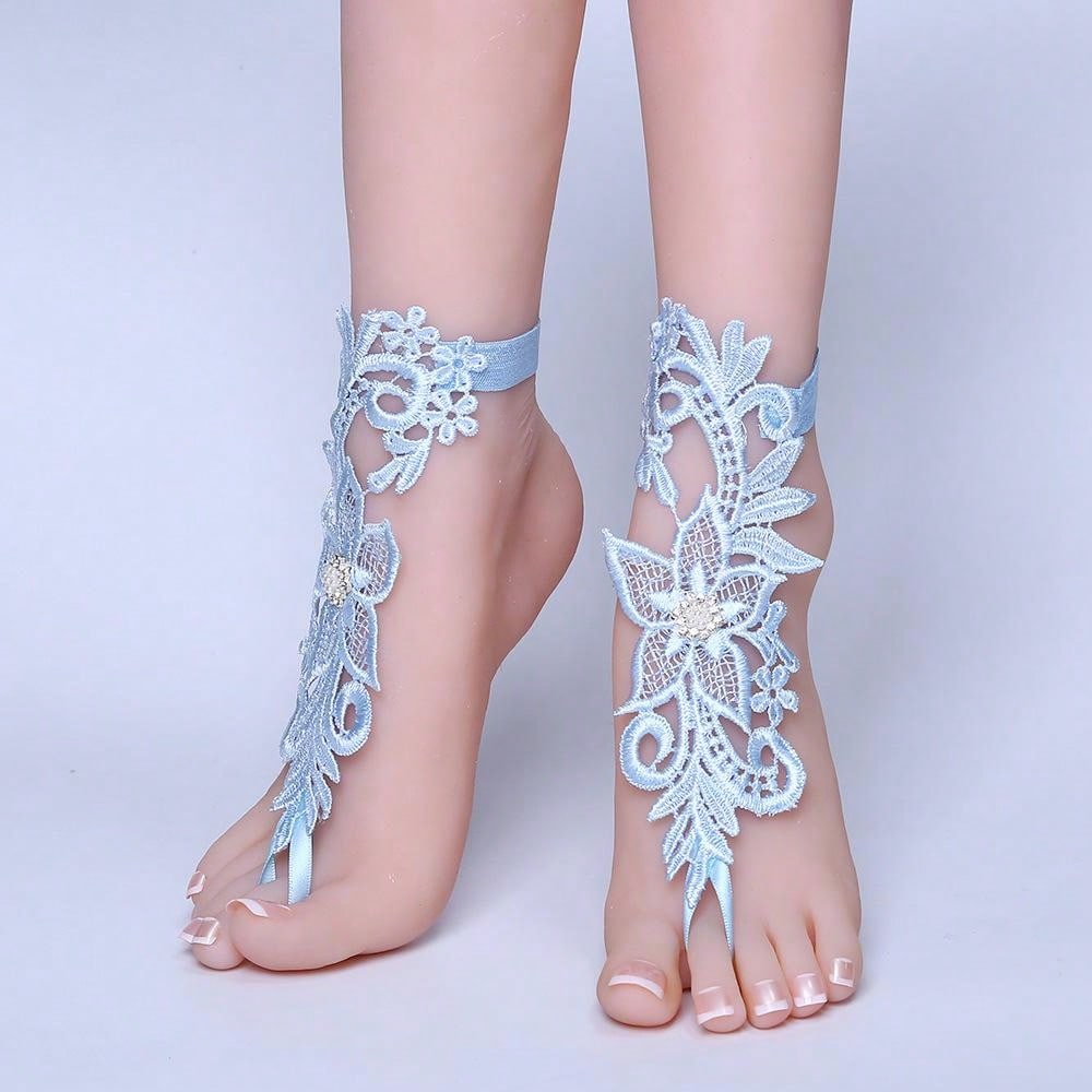 Handmade Lace Beach Wedding Foot Jewelry Set, Including Foot Chain And ...