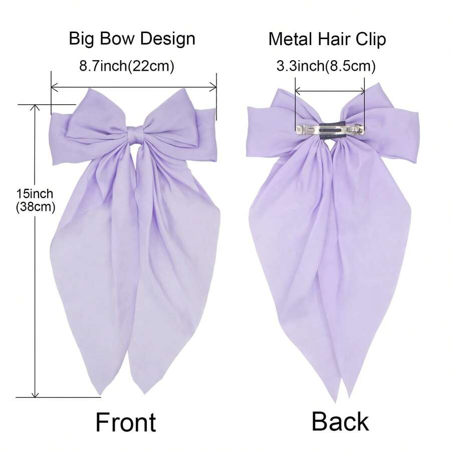 3PCS Big Silky Satin Hair Bows For Women Girls Large Hair Barrettes ...