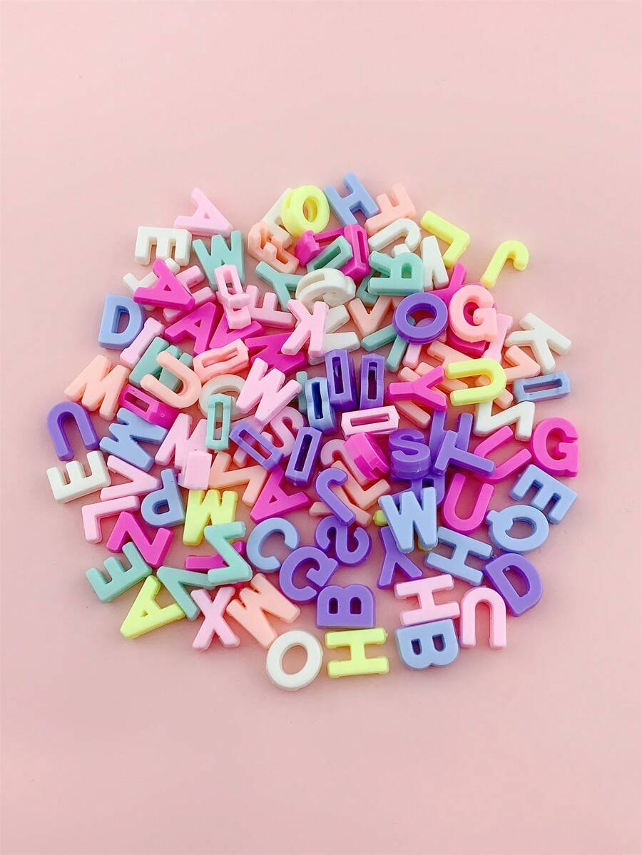 100pcs Diy Plastic Colorful English Alphabet Letter Beads With Random ...