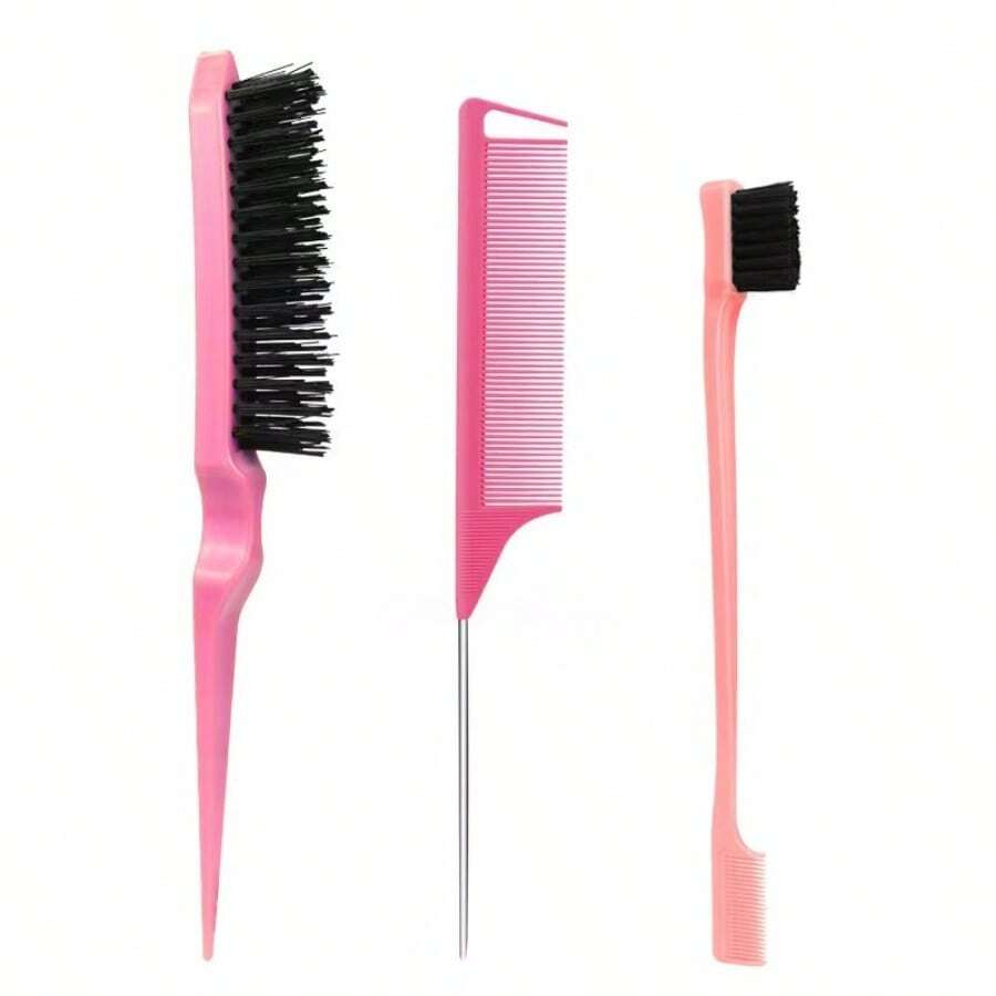 3 Pcs Slick Back Hair Brush Set Edge Control Brush Teasing Comb For ...
