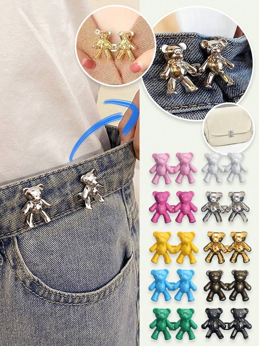 1 Pair Bear Waist Button Pins No Sew And No Tools Instant Pant Waist ...
