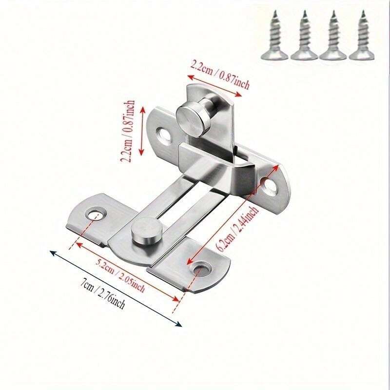 1pc Stainless Steel Door Sliding Lock, Right Angle Sliding Door Lock ...