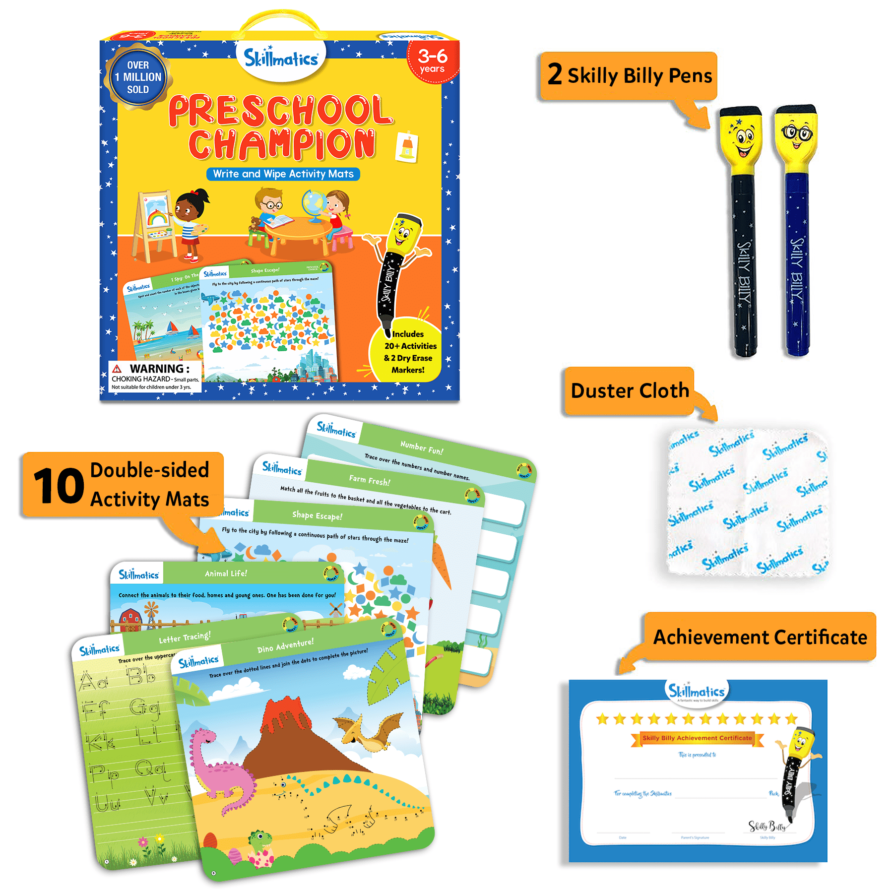 Skillmatics Preschool Game - Reusable Activity Mats With 2 Dry Erase ...