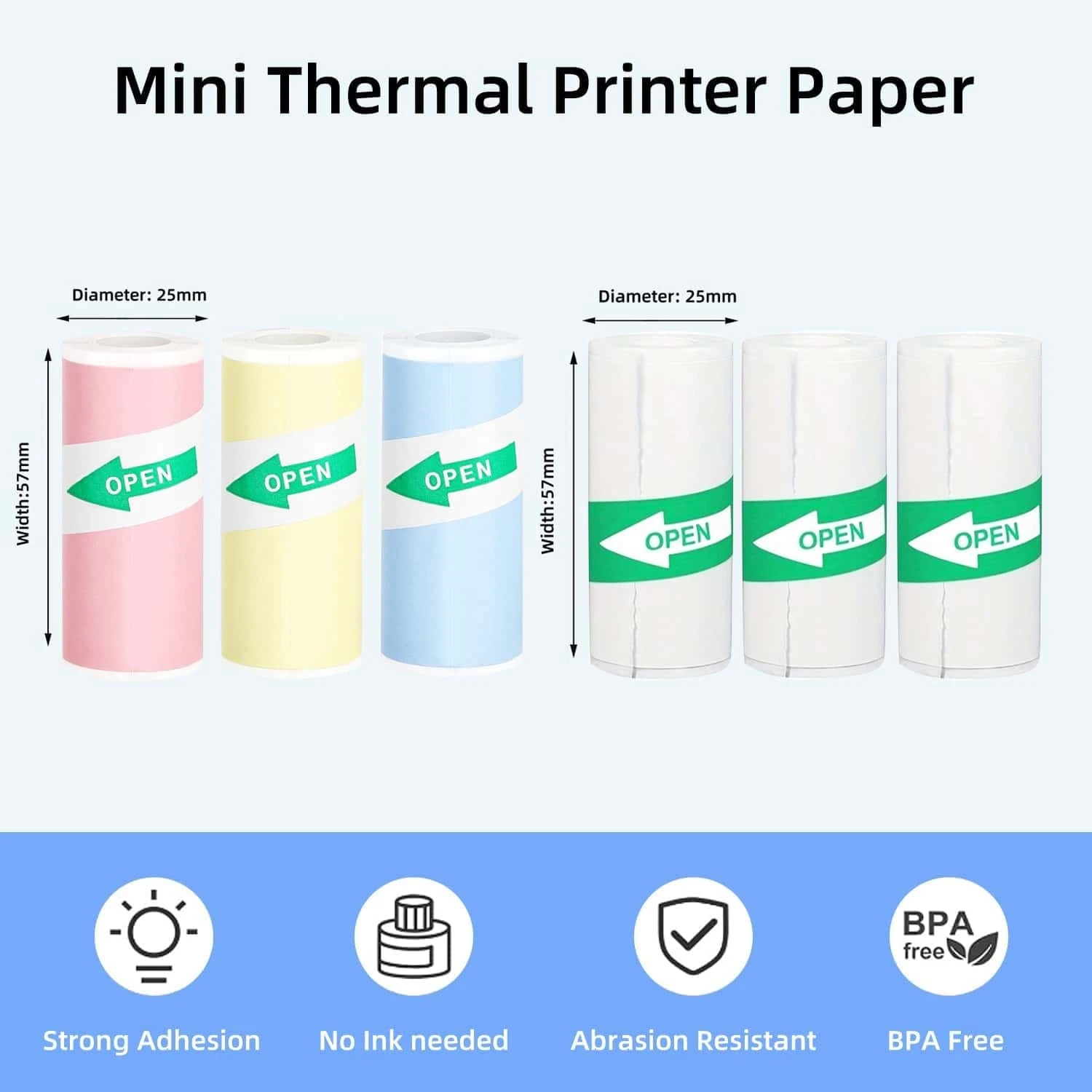 Miniature Portable Printer With 6 Rolls Of Sticker Paper, Easily Fits ...