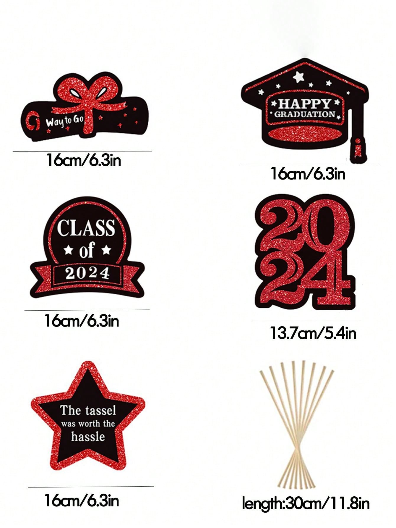 5pcs Graduation Party Decorations Class Of 2024 Congrats Grad Table
