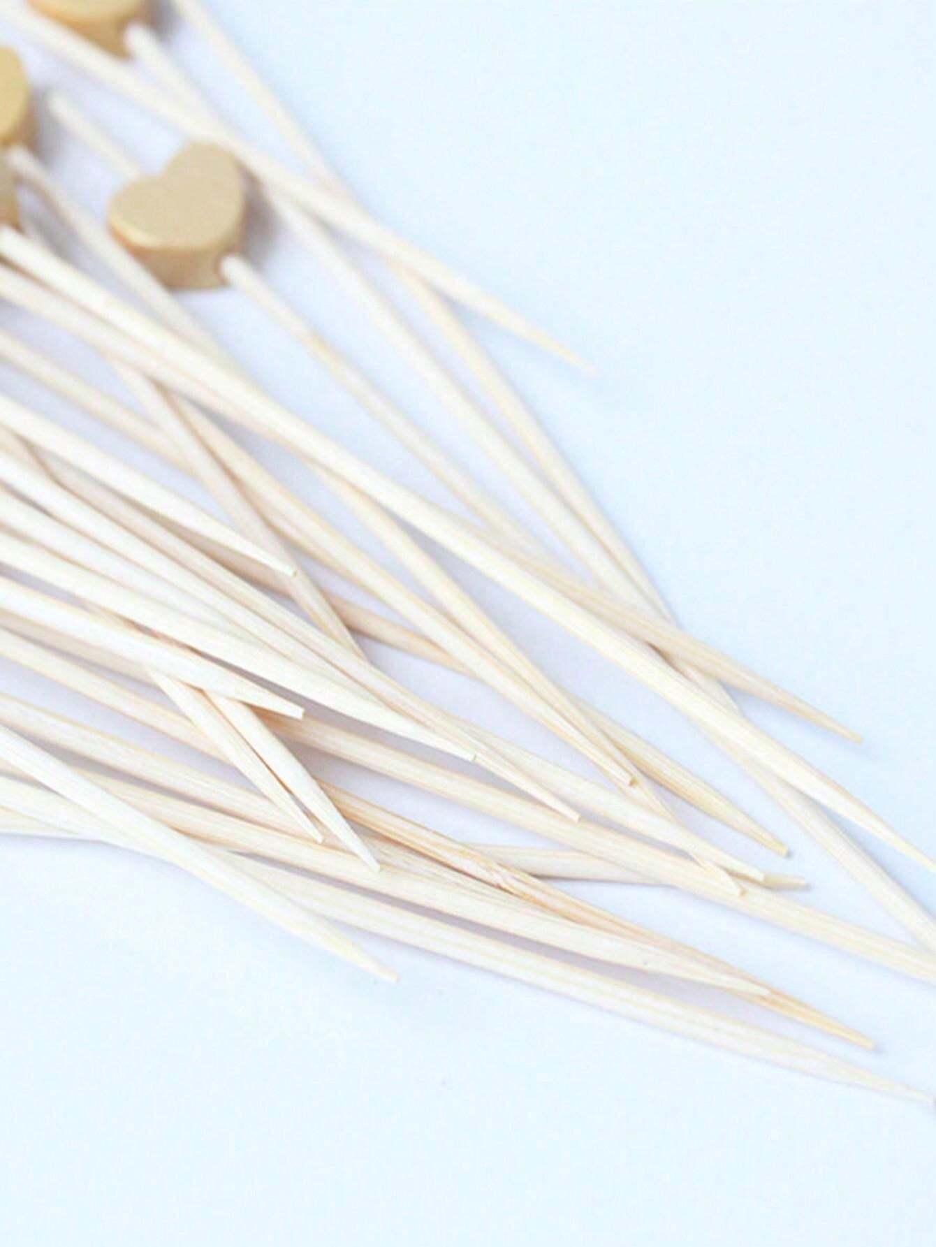 100PCS Heart Fancy Toothpicks For Appetizers, Disposable Bamboo Fruit ...