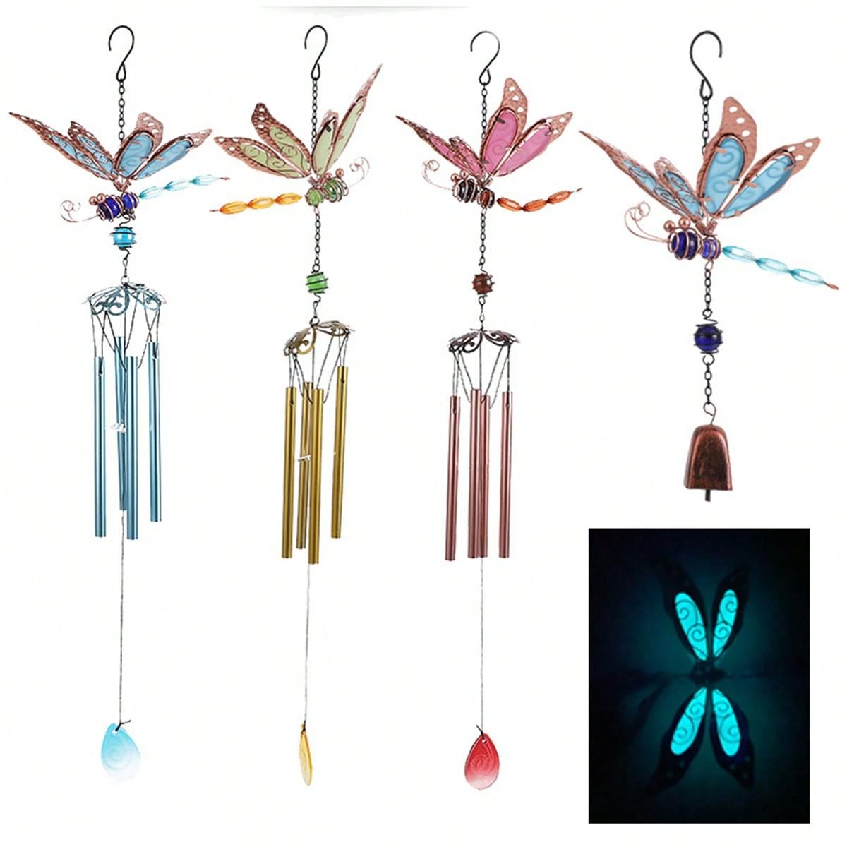New Night Light Dragonfly Wind Chime Acrylic Fluorescent Pieces Sun ...