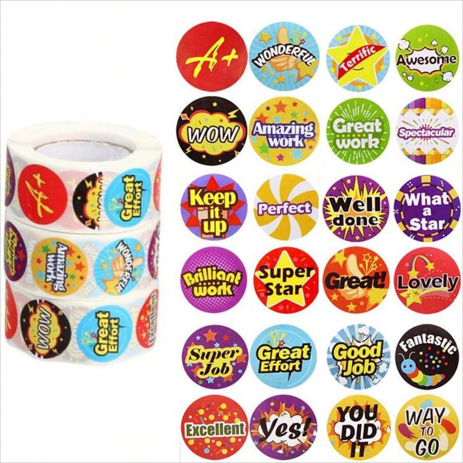 1500 PCS Round Incentive Stickers, 24 Cartoon Designs, Motivational ...