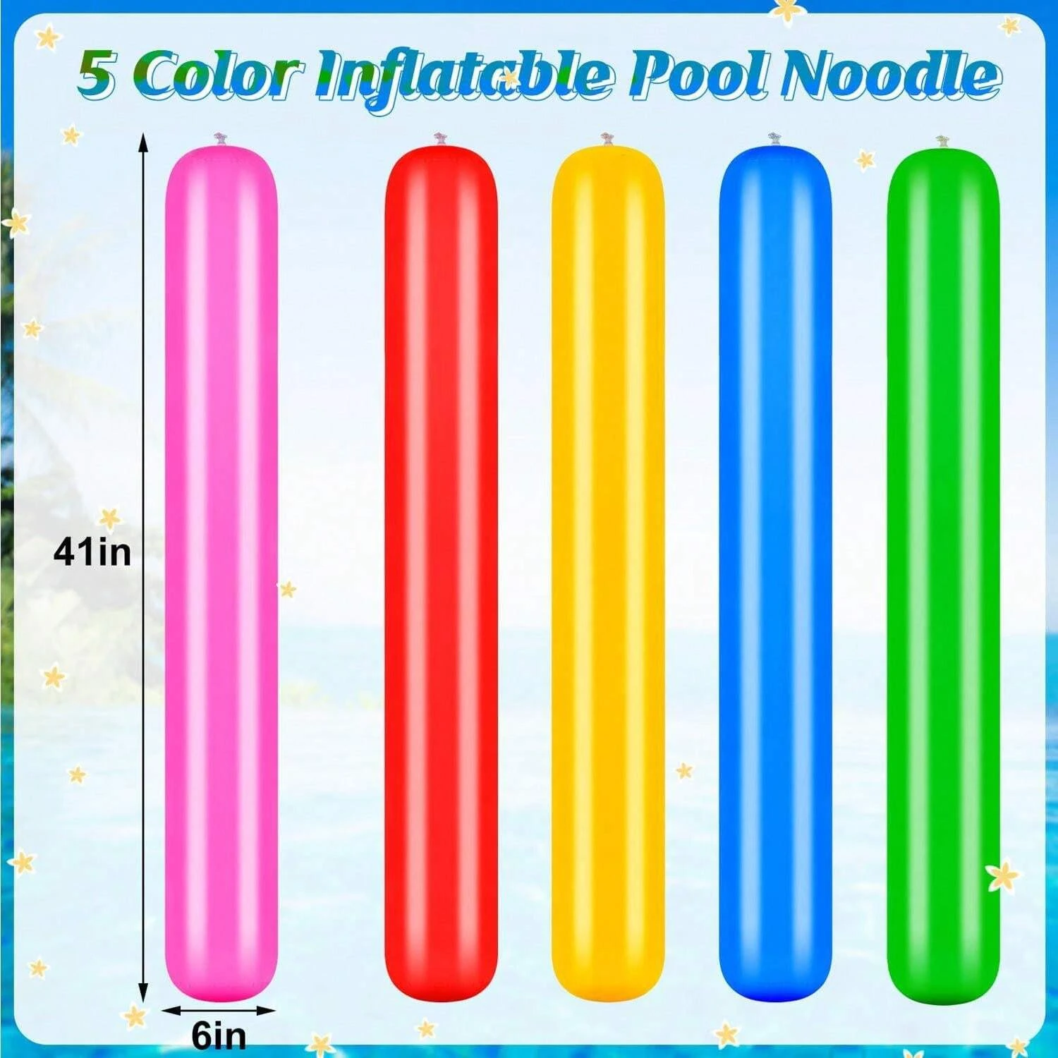 5pcs/Pack Inflatable Pool Noodle 41.5*6 Inch Pvc Colored Swimming Pool ...