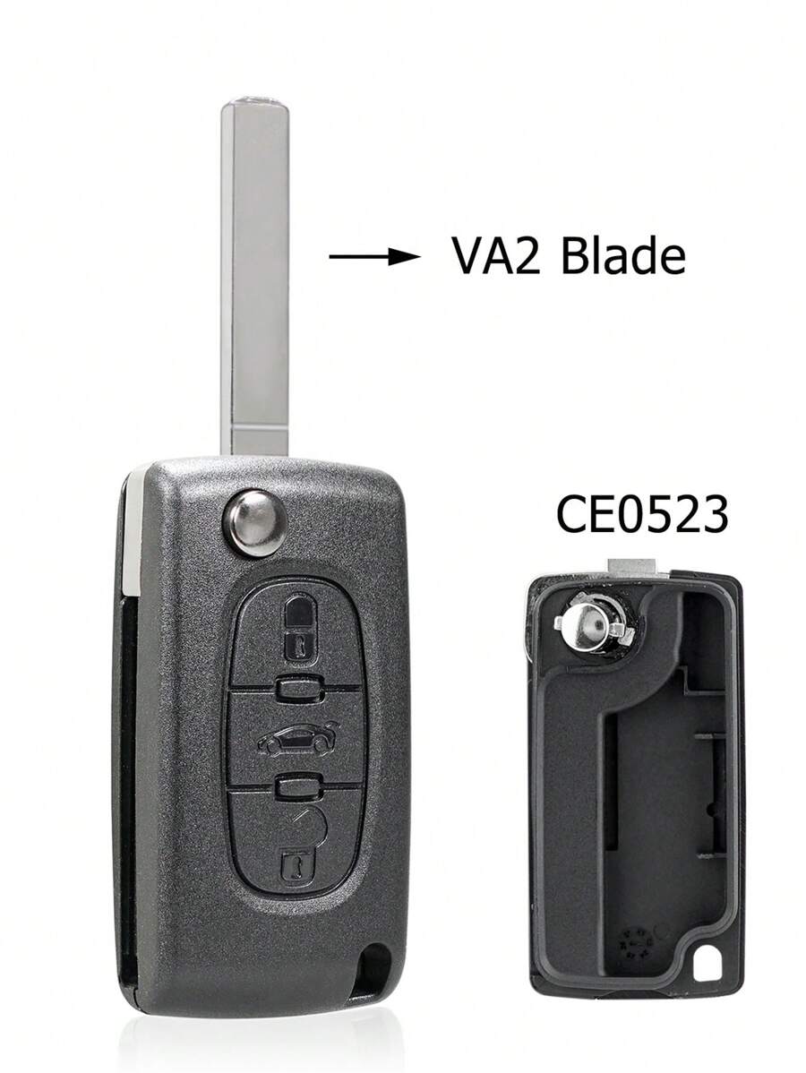 3 Buttons Flip Remote Car Key Fob Shell Case For Peugeot 107 207 307 CC ...