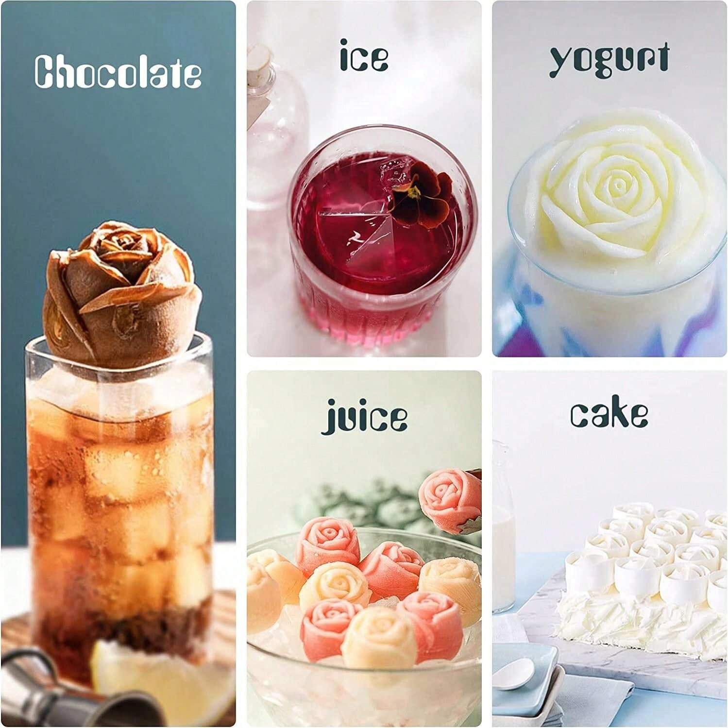 Diamond Shaped Rose Ice Cube Tray, Made Of Silicone, Easy Release ...