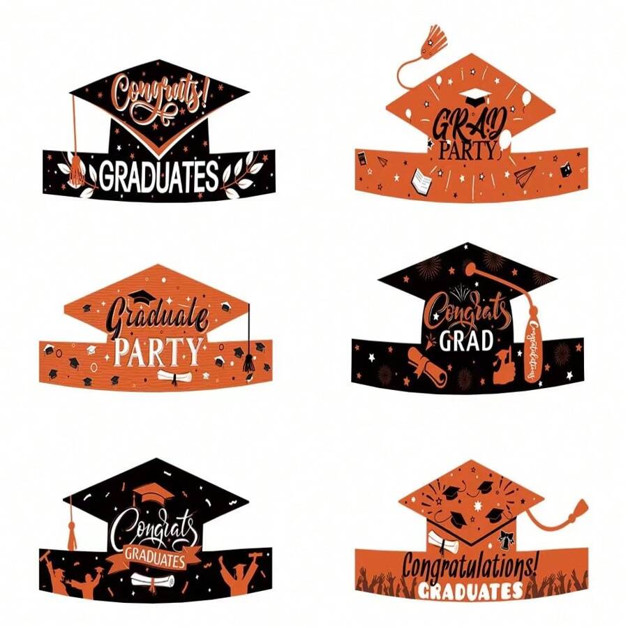 6Pieces Graduation Paper Hats Graduation Paper Crown Graduation Cap ...