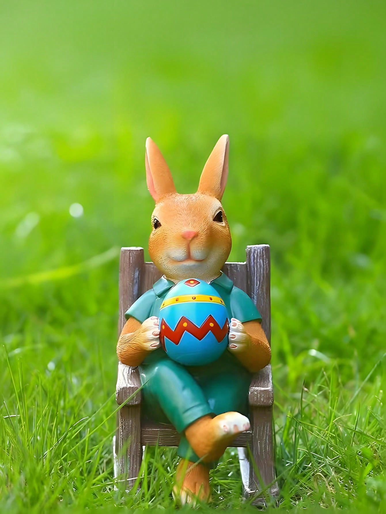 1 Piece Easter Bunny Egg Rocking Chair Decoration Ornament, 6.14 Inch ...