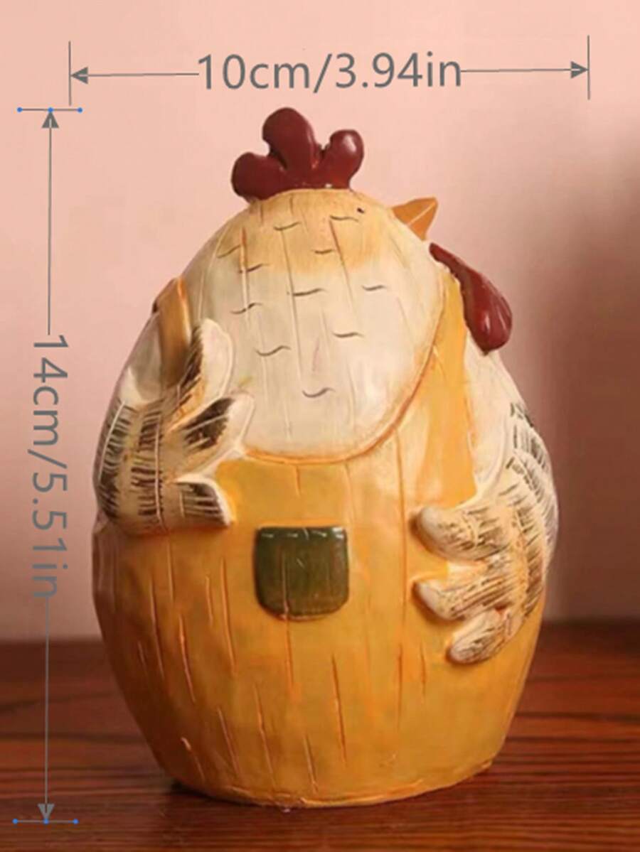 1pc Resin Hand-Painted Country Style Easter Decor Chicken Figurine With ...