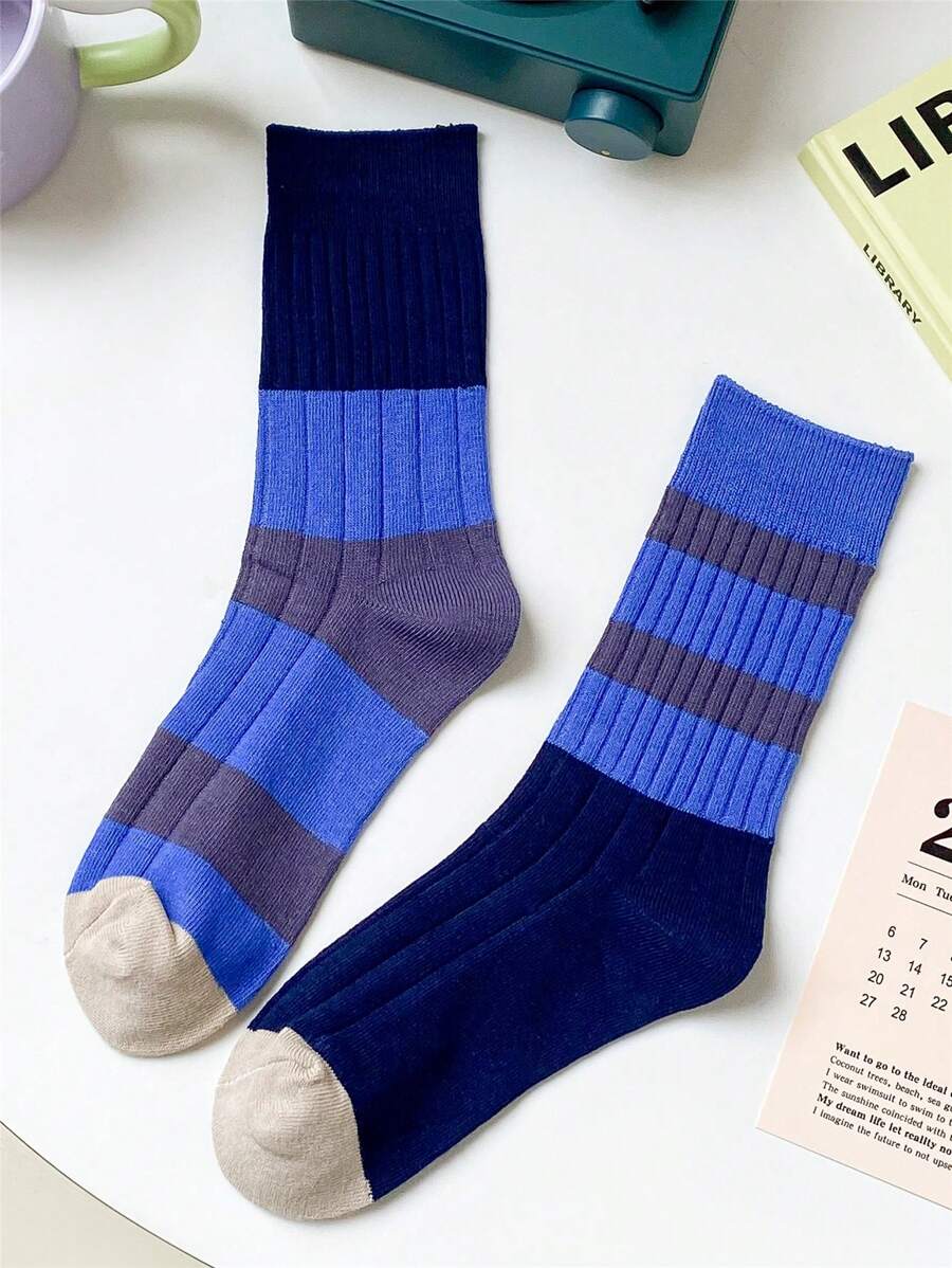 1 Par Calcetines De Media Pantorrilla De Moda Para Mujer Con Estampado ...