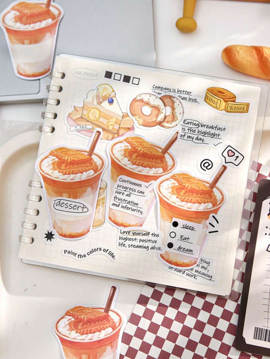 Food Illustration Sticky Notes, Creative Shape Memo Pad, Sweet ...