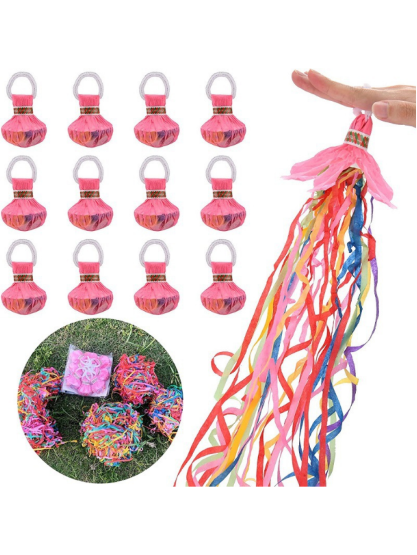 3 Handheld Colorful Ribbons With 30 Heads Gift Flowers Party Wedding ...