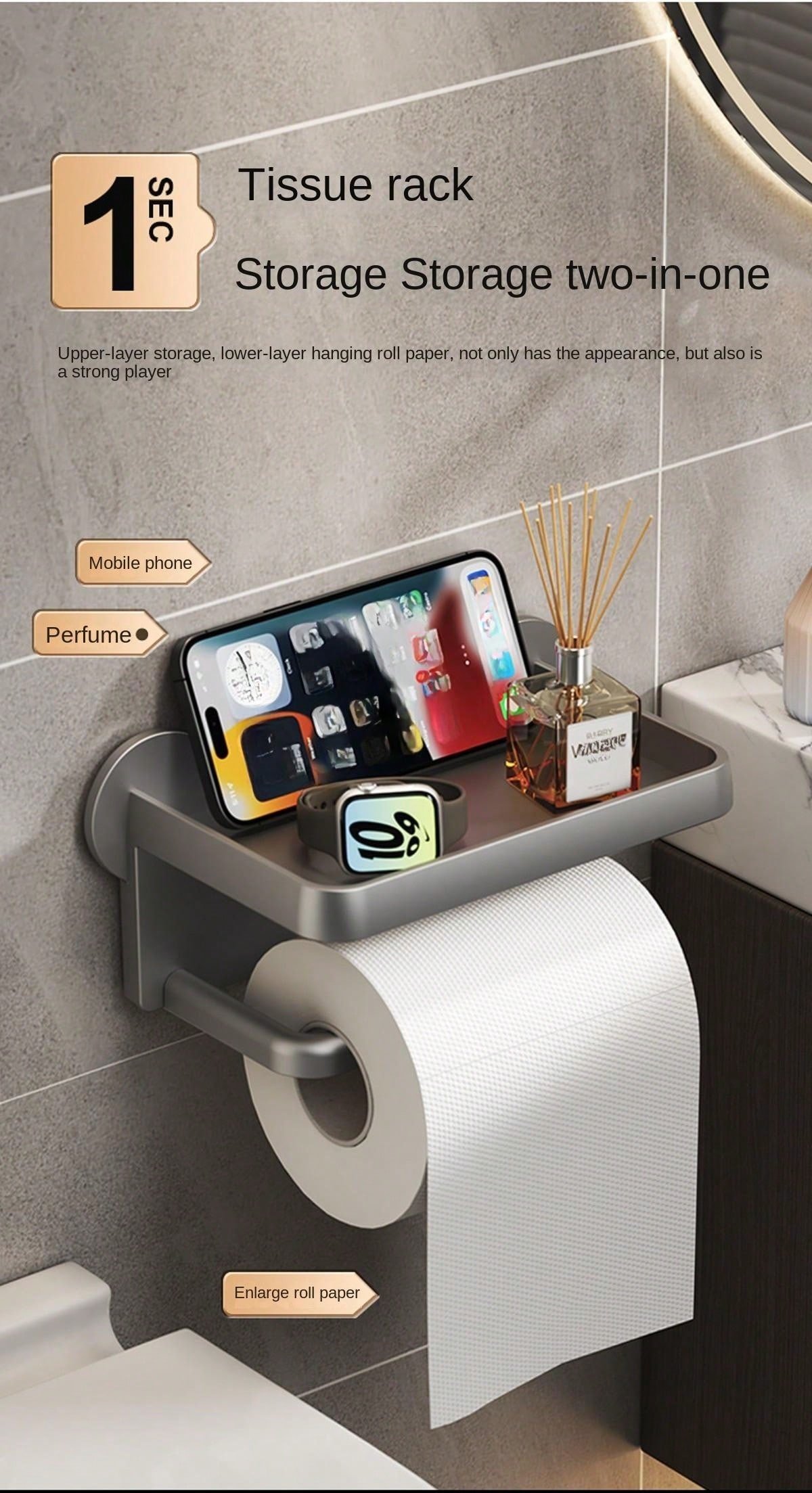 1pc Bathroom Tissue Box Holder, Wall-Mounted Plastic Storage Rack ...