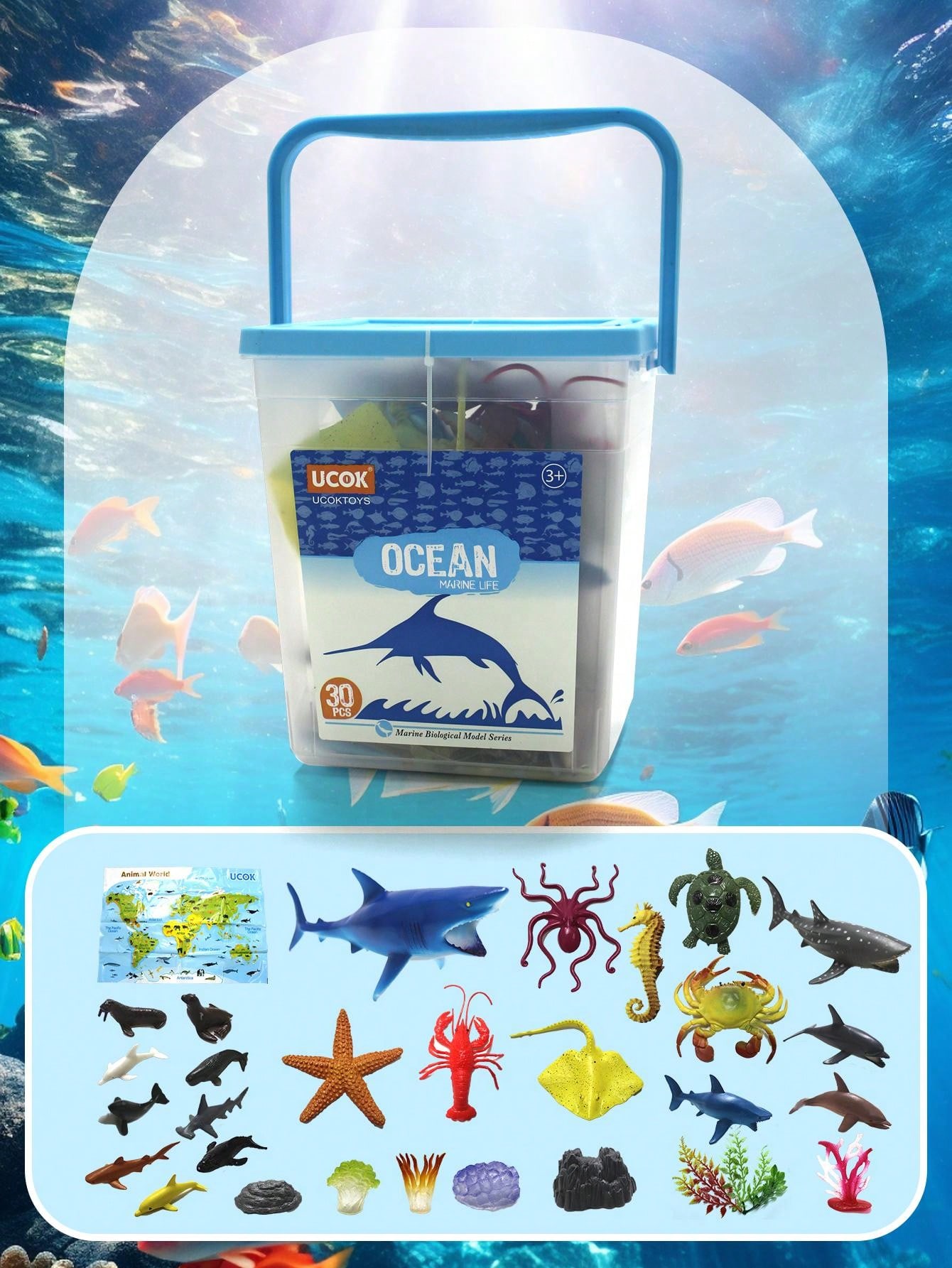 30PCS World Of The Sea Animals Toys, Realistic Sea Animals Figures With ...