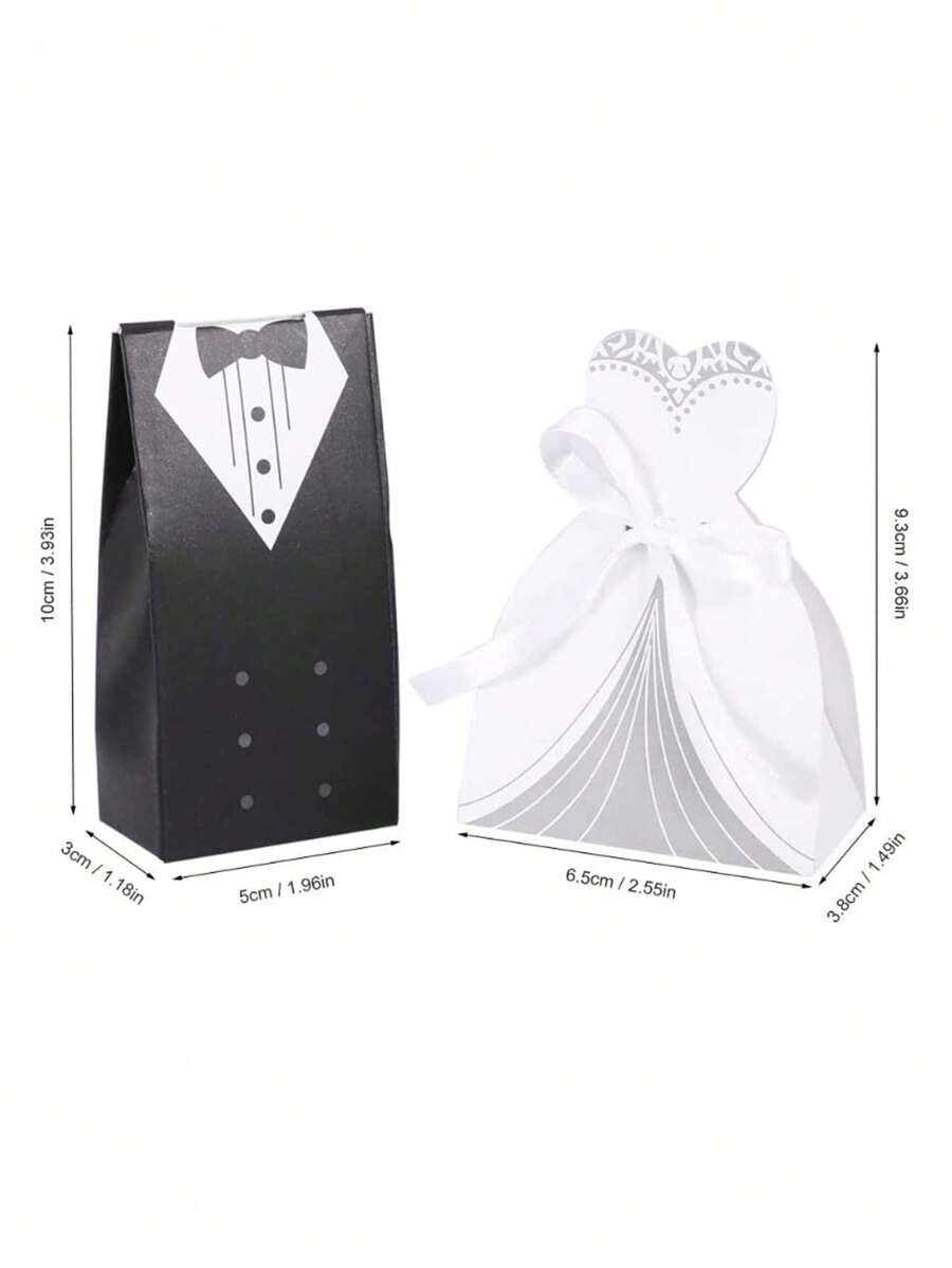 100pcs/Pack Wedding Party Favor Boxes (50pcs Bride & 50pcs Groom ...