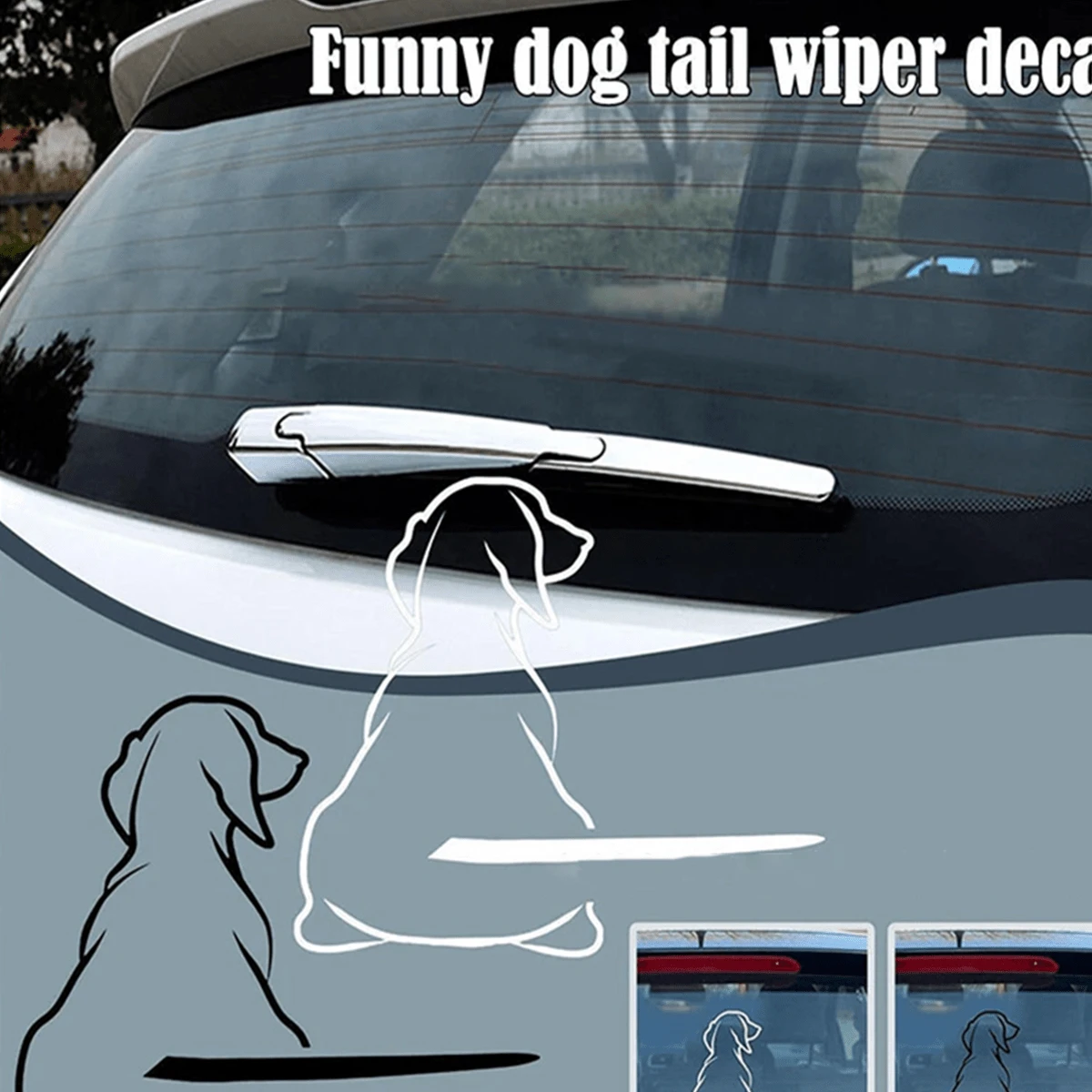 1pc Cute Cartoon Dog Wiper Decal For Car Rear Window, Funny Car Sticker ...