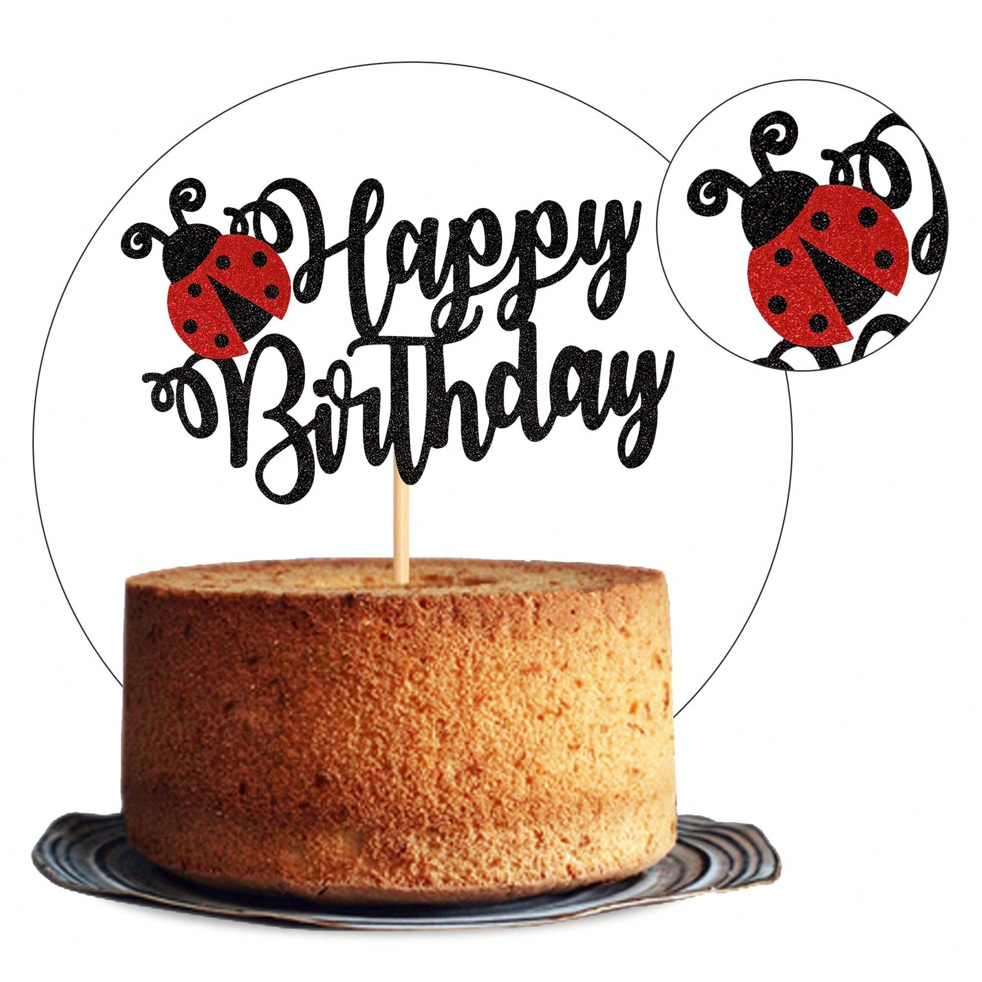1pc Creative Ladybug Happy Birthday Cake Topper For Insect & Animal ...