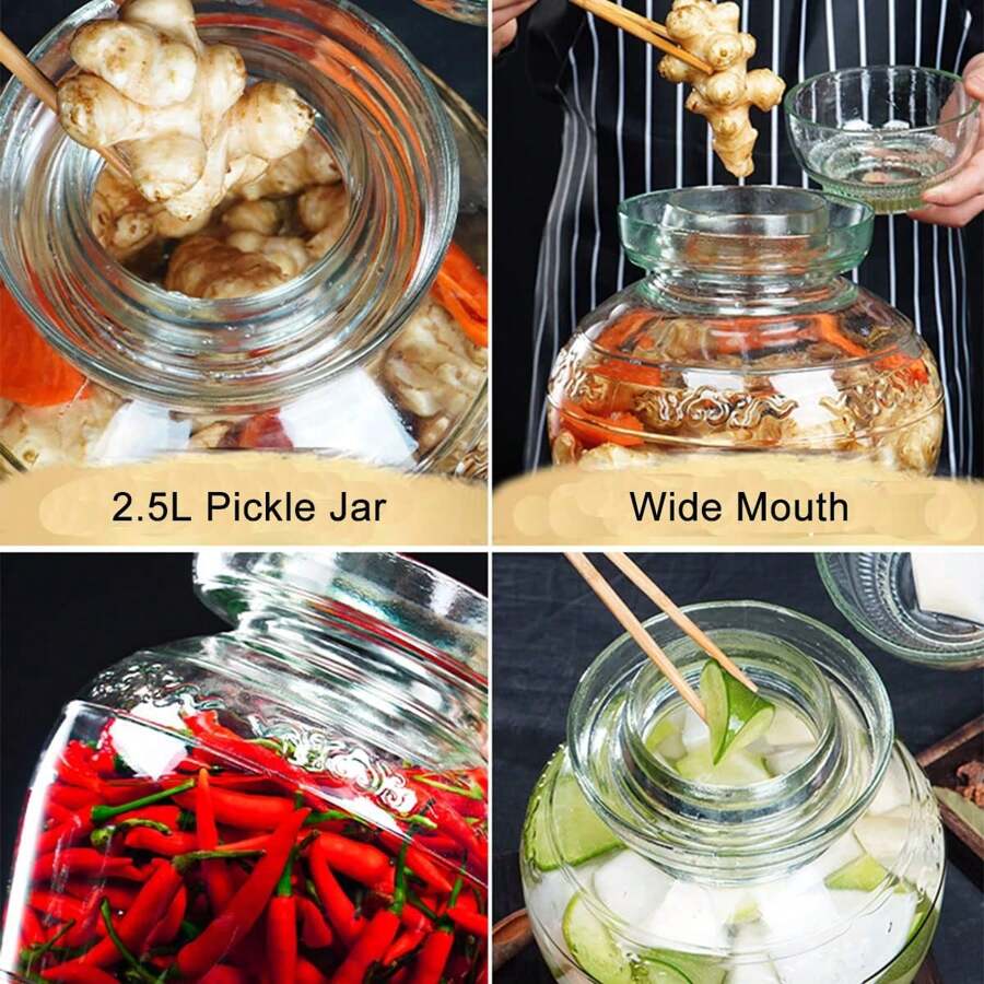 1pc Fermentation Jar Pickle Jar, 2.5 Liter Wide Mouth Traditional ...