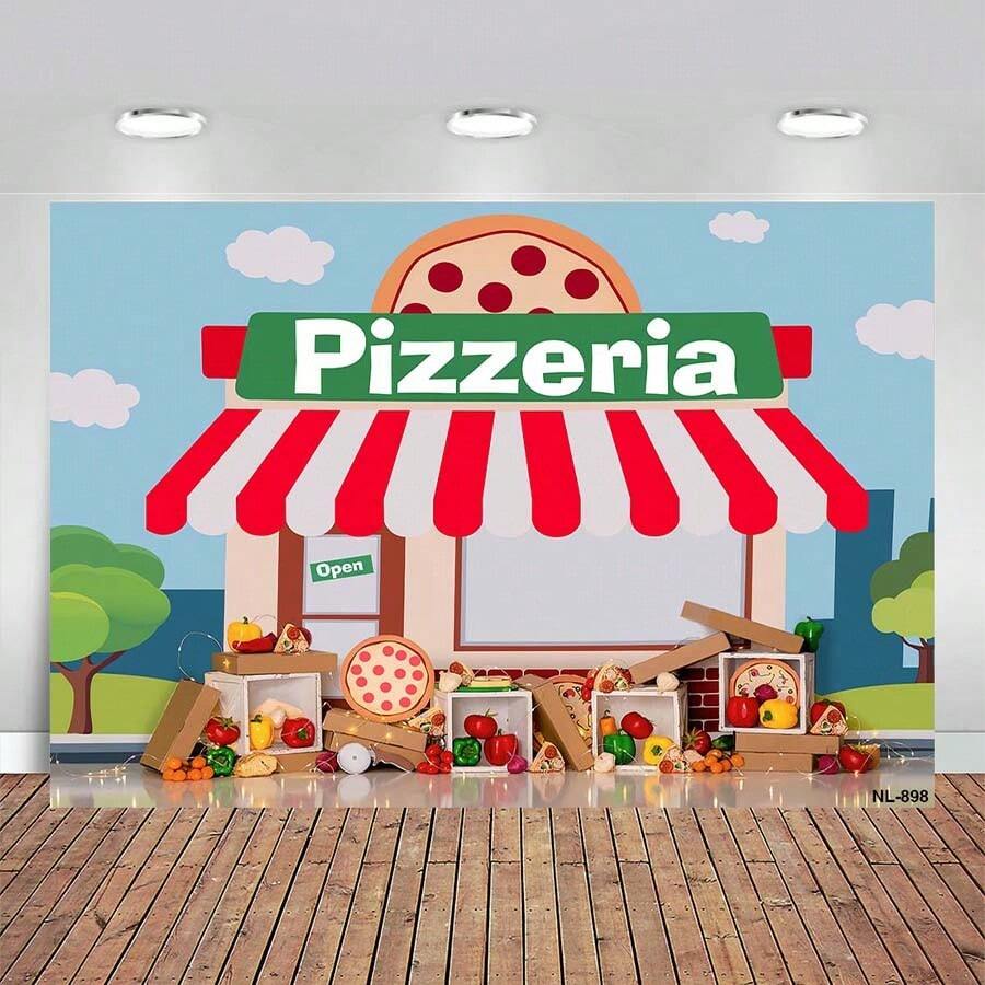 Pizza Party Delicious Food Store Backdrops Birthday Party Banner ...