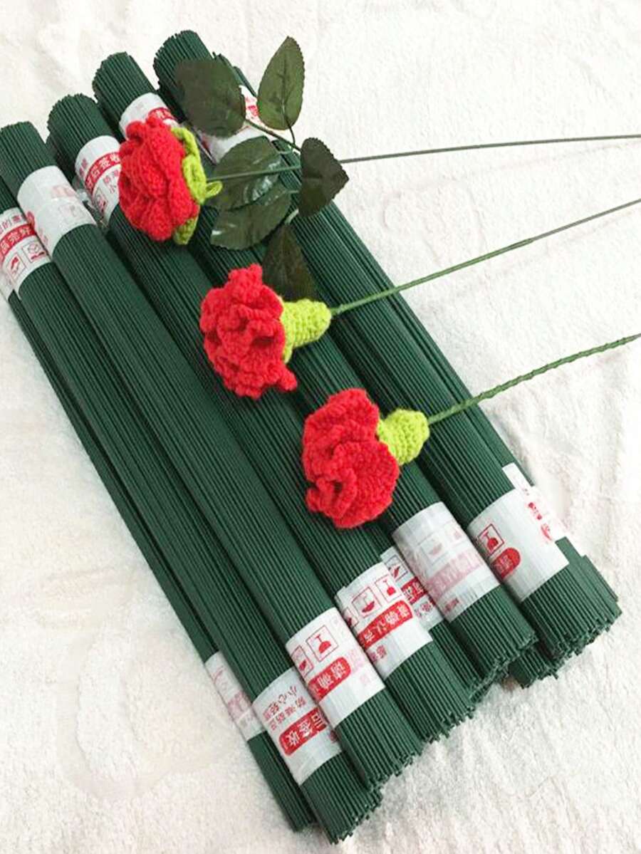 50pcs Thick Green Flower Stems Wire For Diy Handmade, Artificial Flower ...