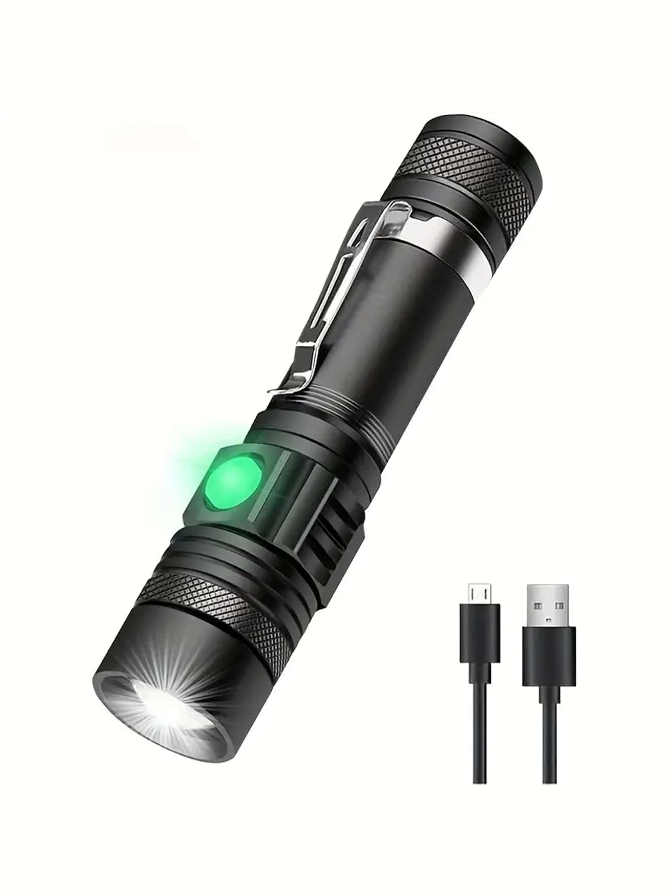 1pc Ultra Bright Tactical Zoomable Led Flashlight With Usb Rechargeable ...