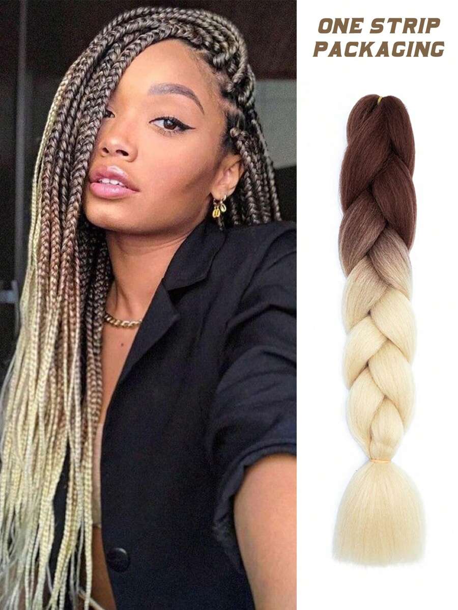 Synthetic Hairpieces 32 Inch Ombre Color Synthetic Hair Braids Pre ...