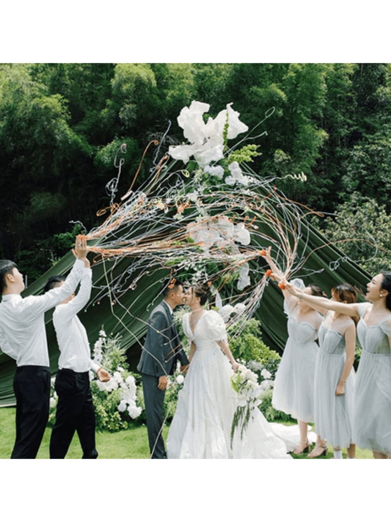 3 Handheld Colorful Ribbons With 30 Heads Gift Flowers Party Wedding ...