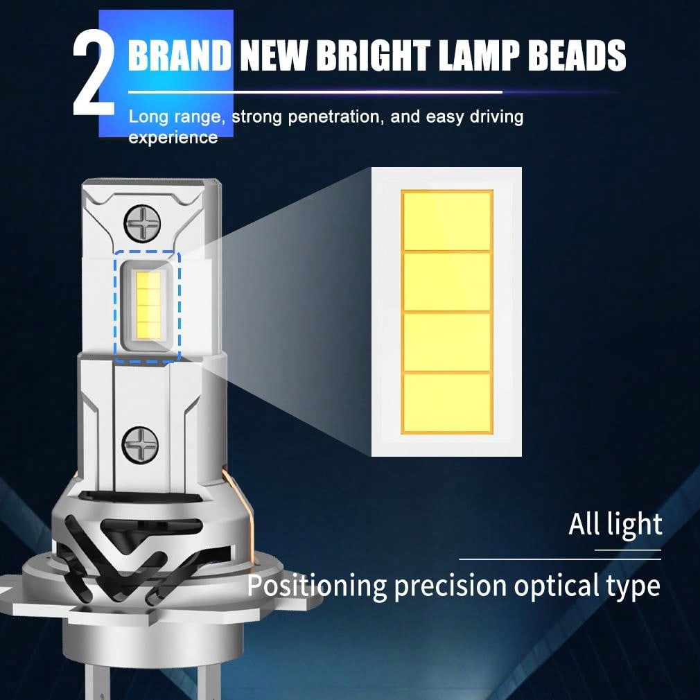 2Pcs Mini H7 LED Headlight CSP 3570 Turbo LED Bulb Wireless 20000LM Car Head Lamp With Fan H7 ...