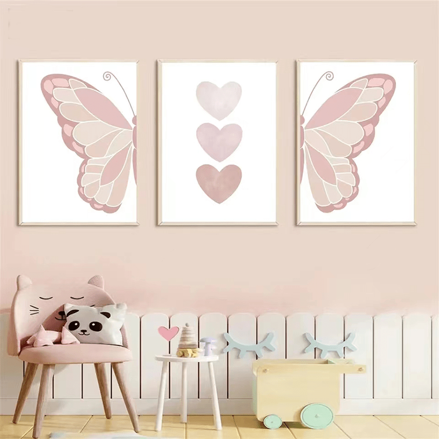 3 Pièces Peinture D'impression Sur Toile D'art Mural De Papillon Rose ...