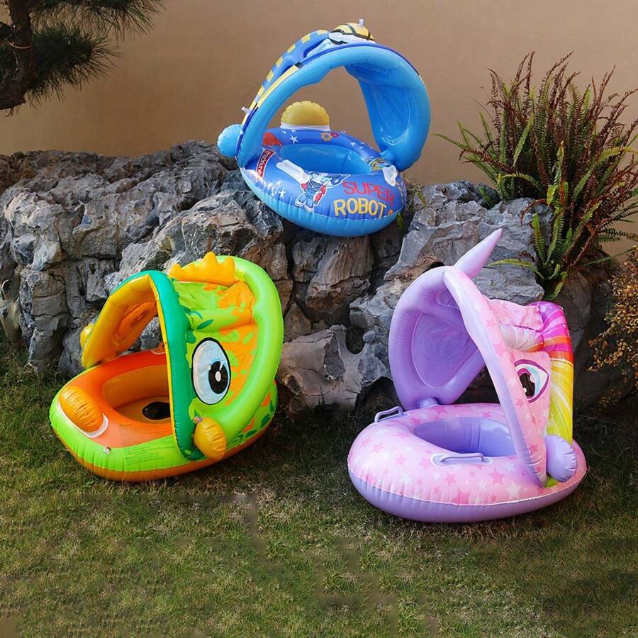 Inflatable Swimming Pool Floats With Removable Sun Protection Canopy ...