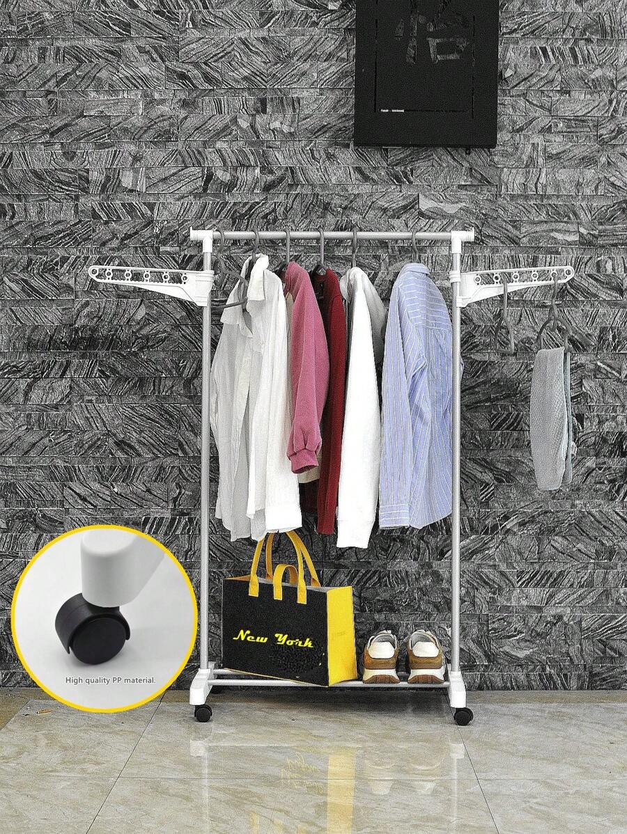 Upgraded Single-Bar Freestanding Clothes Drying Rack With Wheels ...