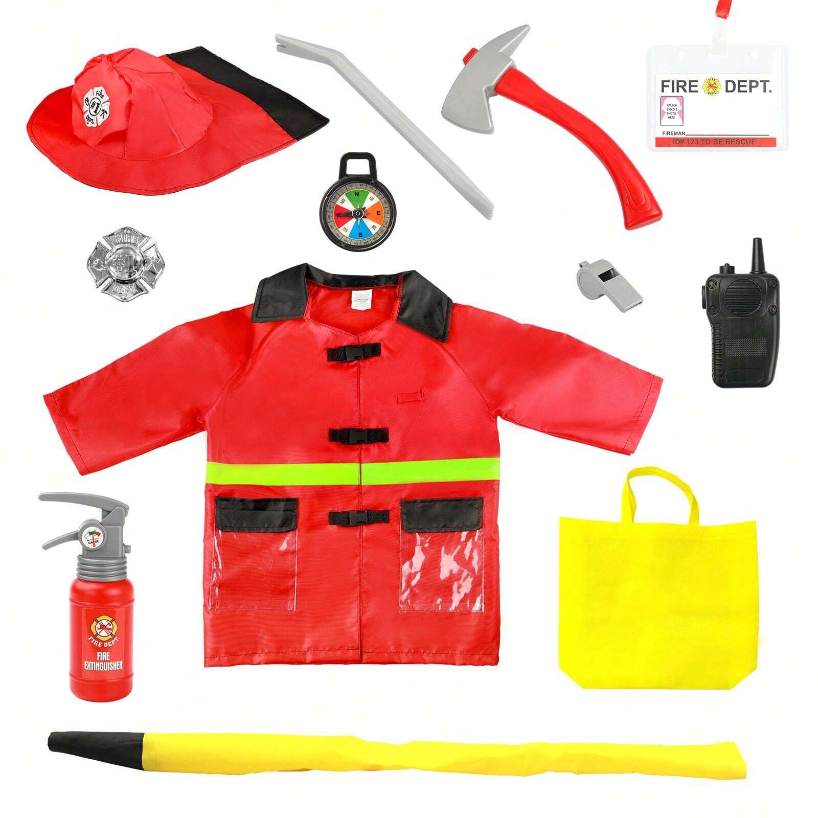 Conjunto de disfraz de bombero jefe con accesorios realistas, disfraz de bombero para niños y ...