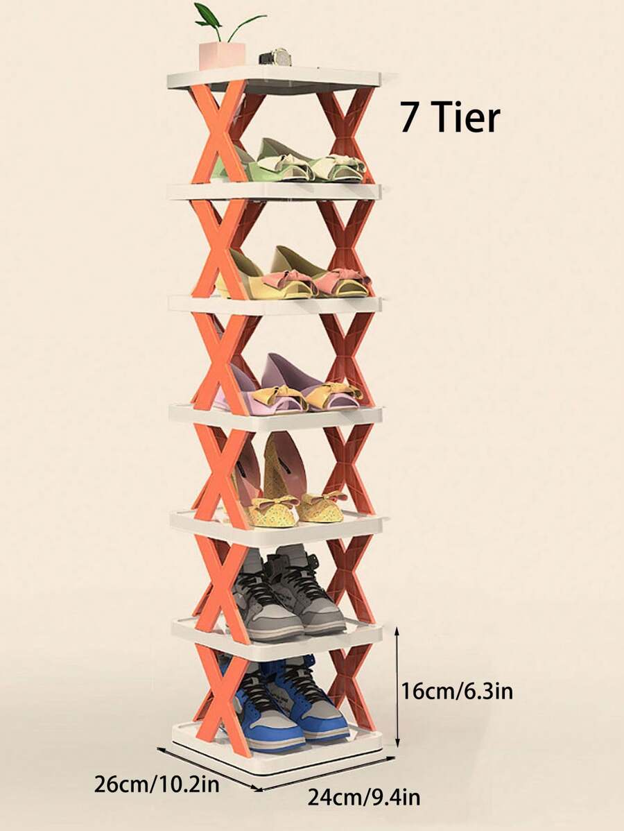 7-Tier Free Standing Shoe Rack Small Vertical Shoe Stand For Entryway ...